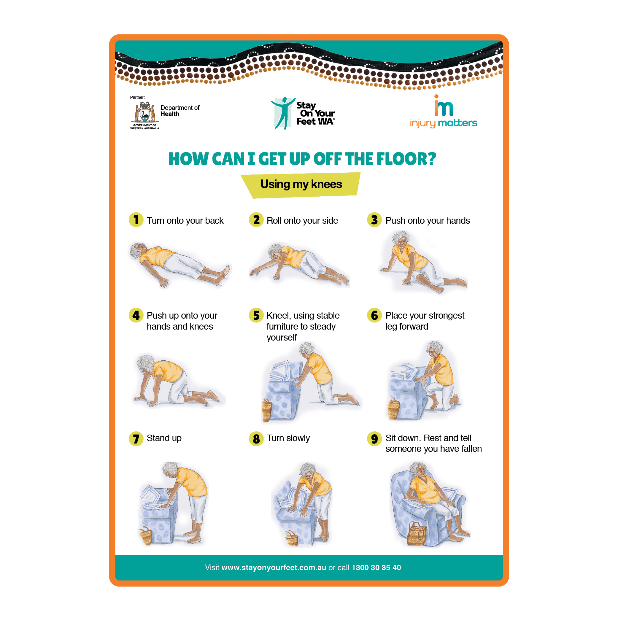 Get Up Off The Floor Arms and Knees poster | Injury Matters